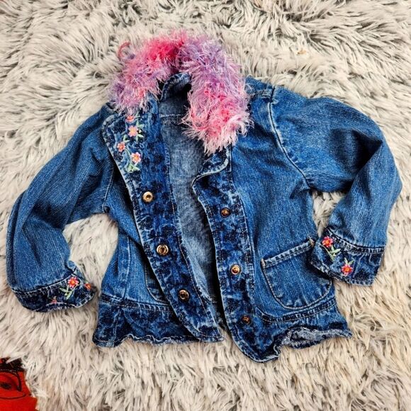 Faded Glory | Jackets & Coats | Vintage Denim Jacket Fluffy Collar ...